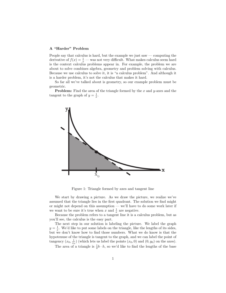 Calculus Problem: Area of Triangle with Tangent Line