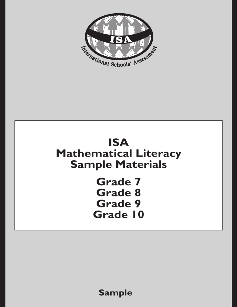 ISA Mathematical Literacy Sample Materials Grades 7-10
