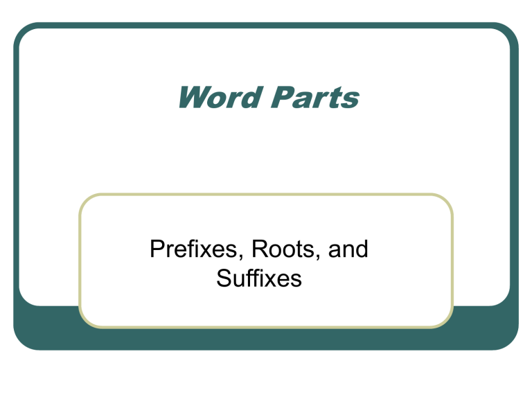 Prefixes, Roots, Suffixes: Vocabulary Building