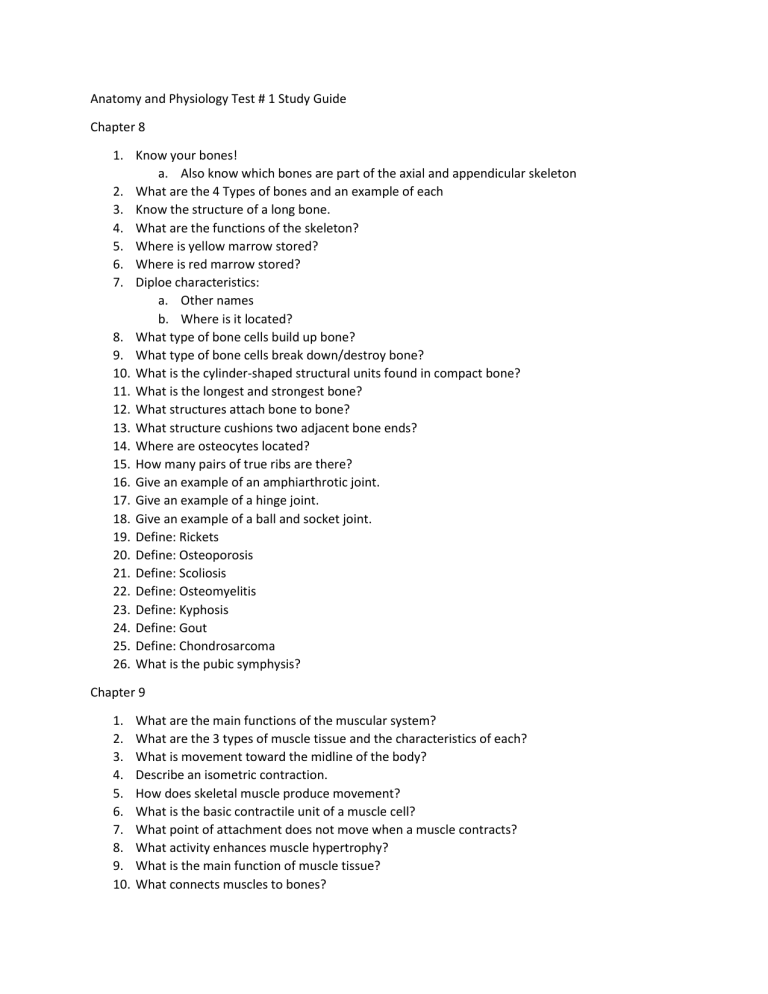 Anatomy & Physiology: Skeletal & Muscular Systems Study Guide