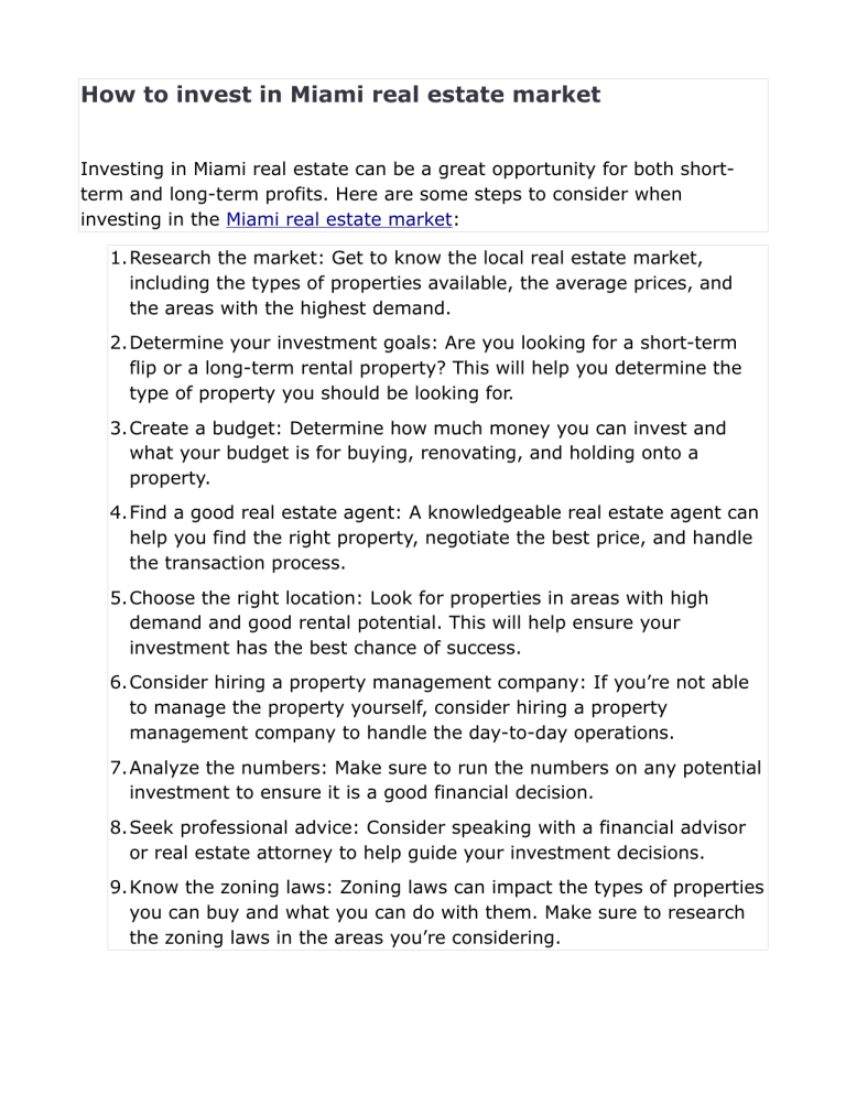Miami Real Estate Investing: A Step-by-Step Guide