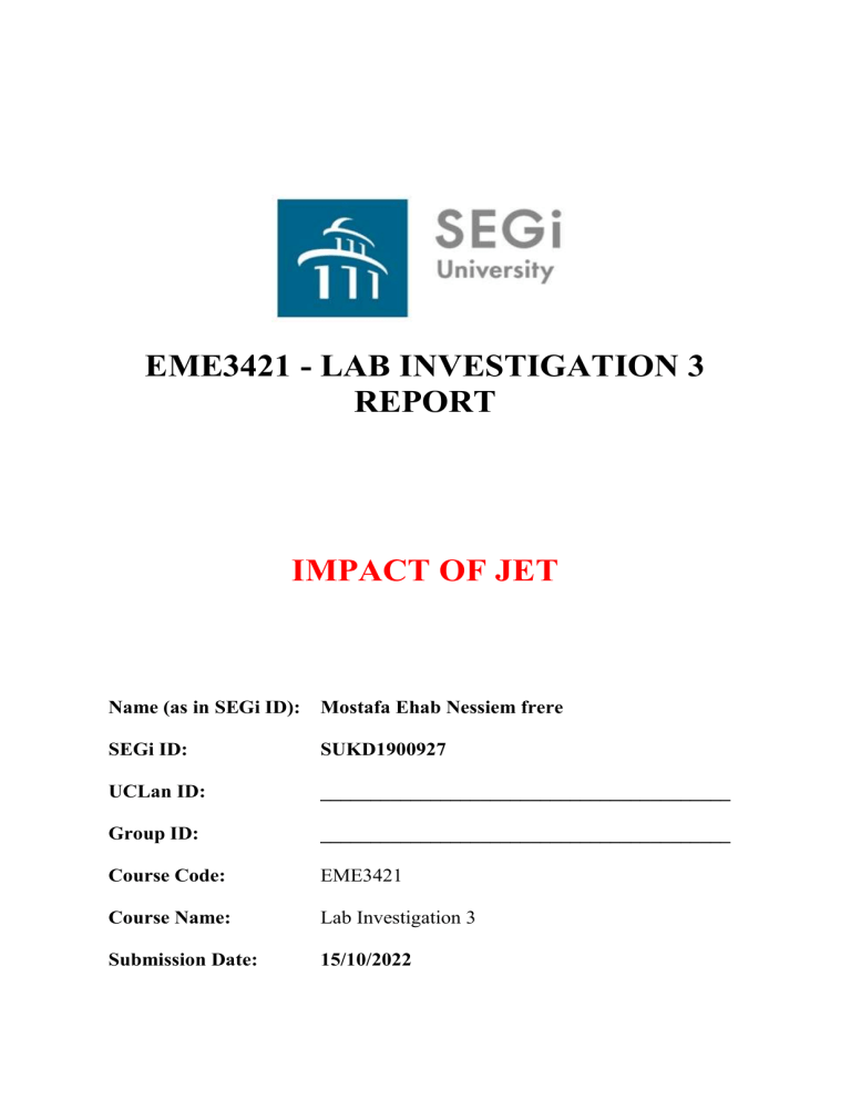 Impact of Jet Lab Report