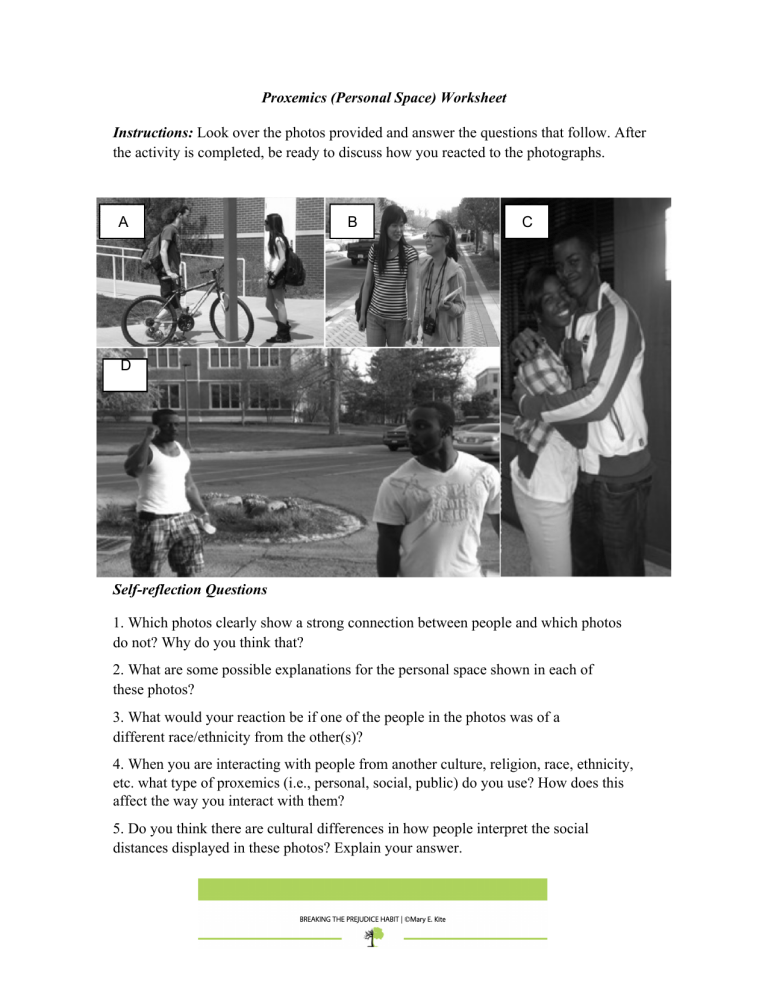 Proxemics Worksheet: Understanding Personal Space