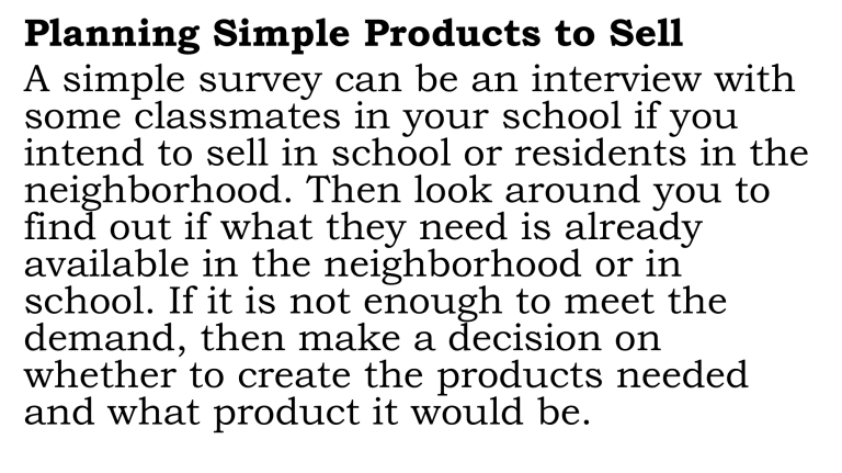 Planning Simple Products to Sell: Guide for Students