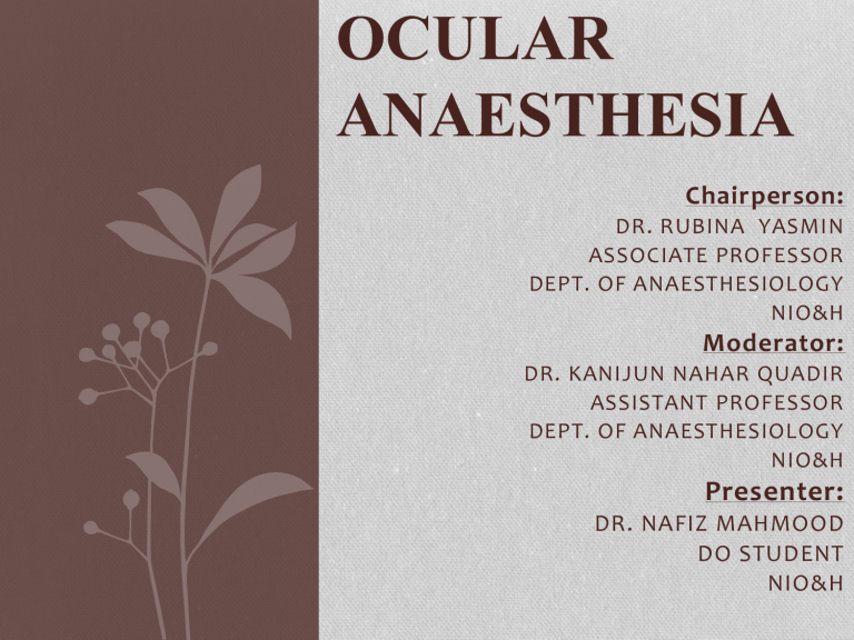 Ocular Anesthesia Techniques: General & Local