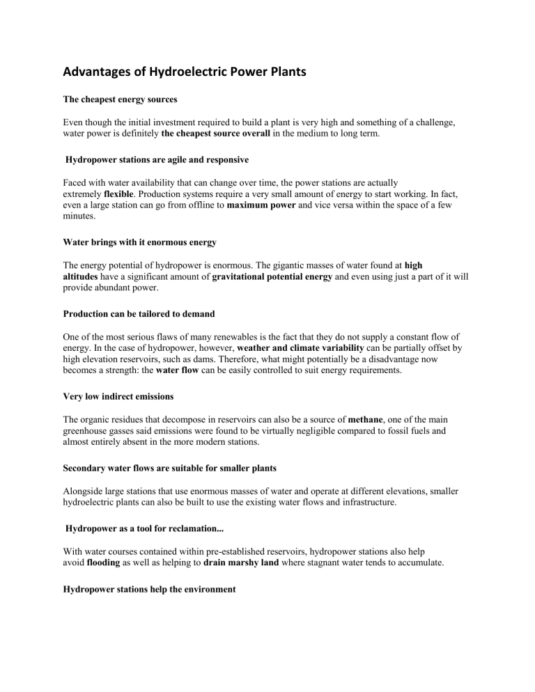 Hydroelectric Power Plant Advantages & Examples