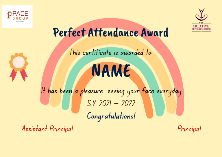Perfect Attendance Award Certificate