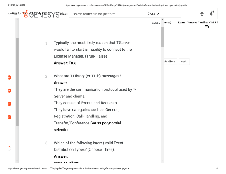 Genesys CIM 8 Troubleshooting Study Guide