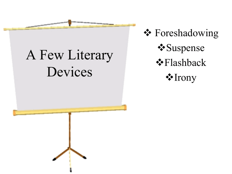 Literary Devices: Foreshadowing, Suspense, Irony, Flashback