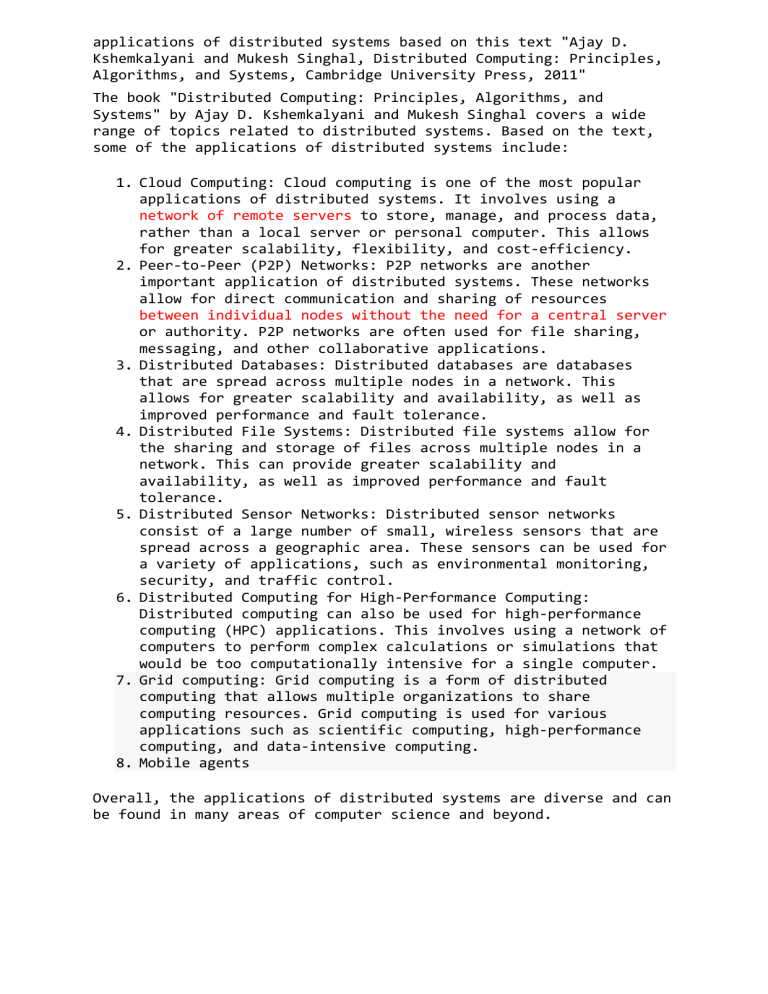 Distributed Systems Applications