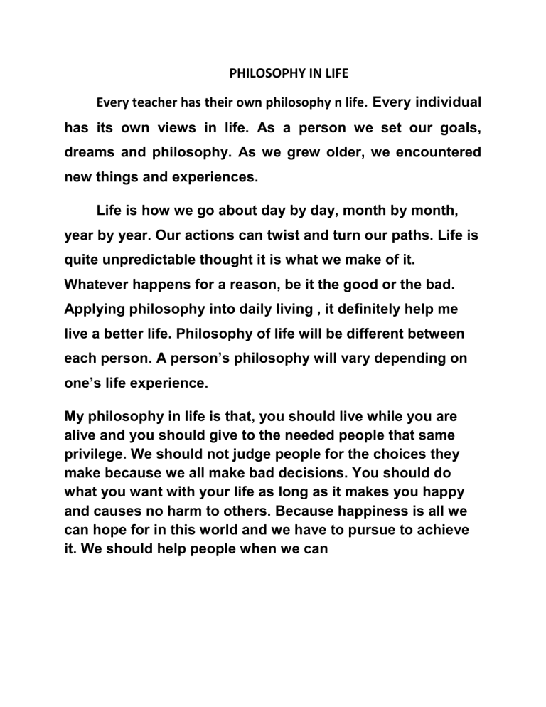 Philosophy in Life: A Personal Essay on Happiness & Helping Others