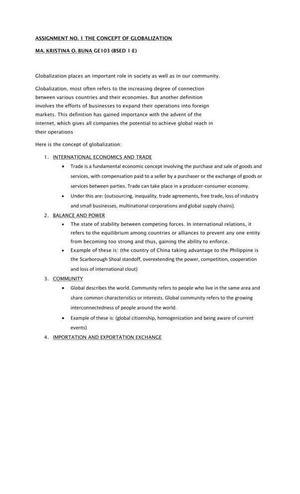 Globalization Concepts Assignment
