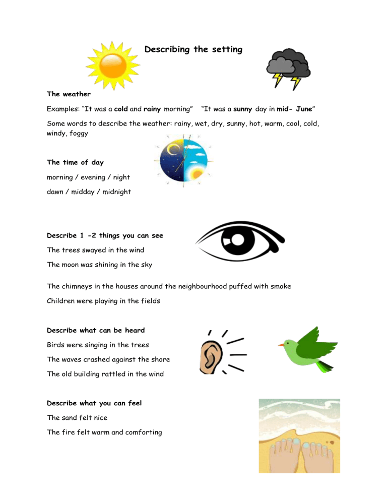 Describing a Setting: Sensory Details Worksheet