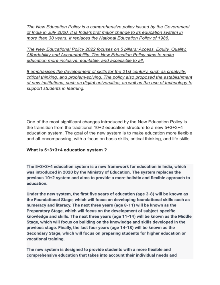 New Education Policy 2020: Key Features & Analysis