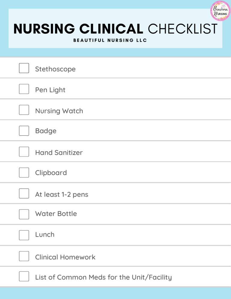 Nursing Clinical Checklist