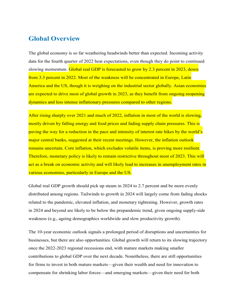 Global Economic Outlook 2023-2024: GDP, Inflation, and Trends