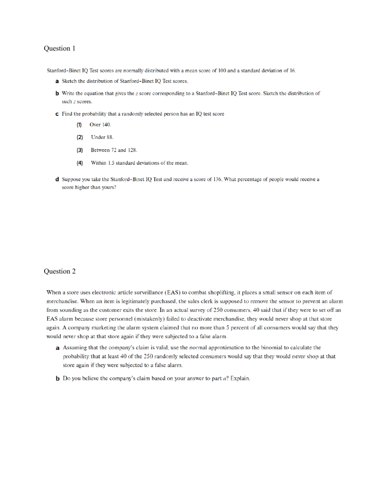 Statistics Exam Questions: Probability & Distributions
