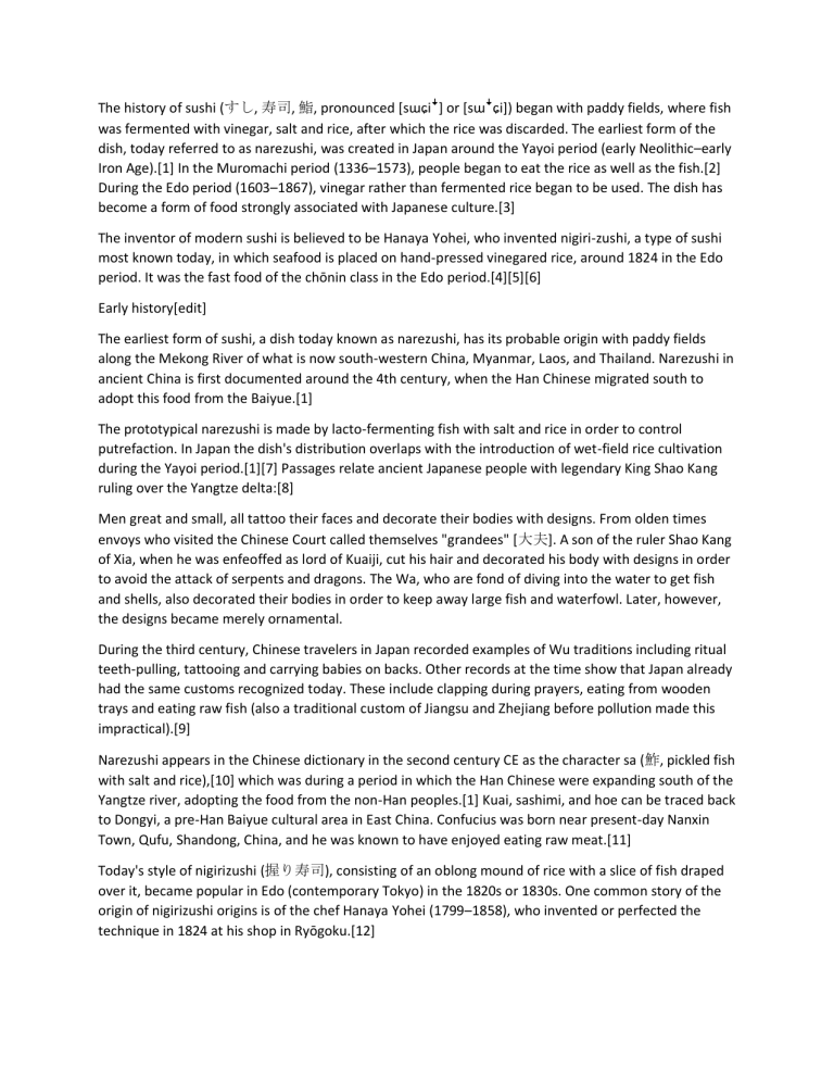 History of Sushi: From Narezushi to Nigirizushi