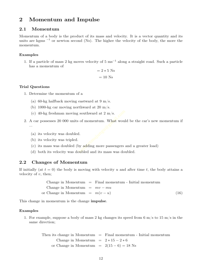 Momentum and Impulse: Physics Textbook Excerpt
