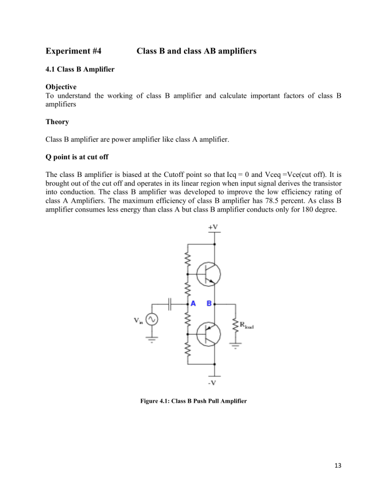 Class B and AB Amplifier Lab Report