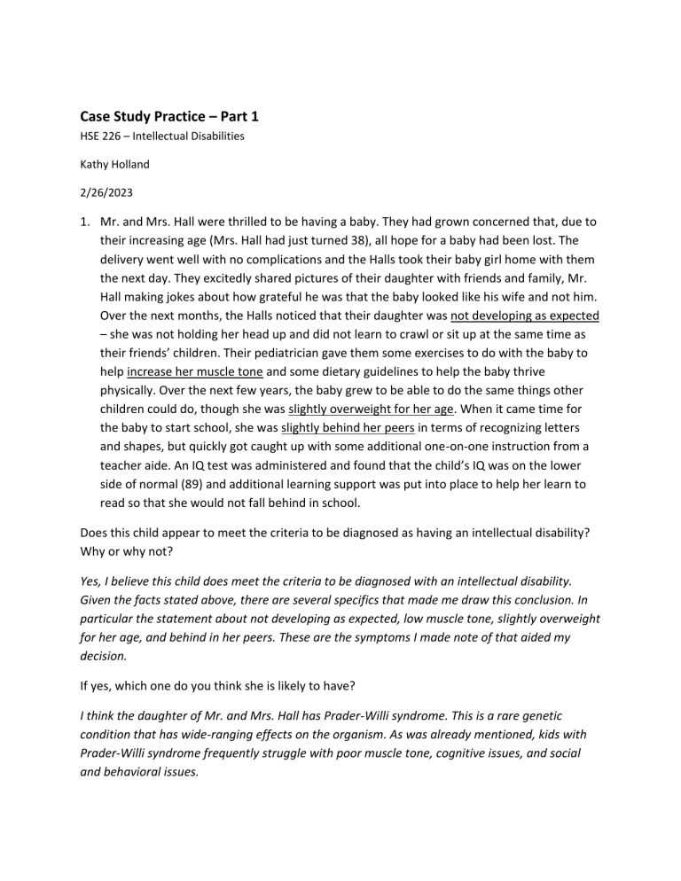 Intellectual Disability Case Studies