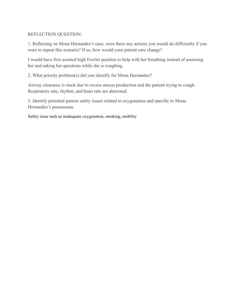 Patient Care Reflection Questions