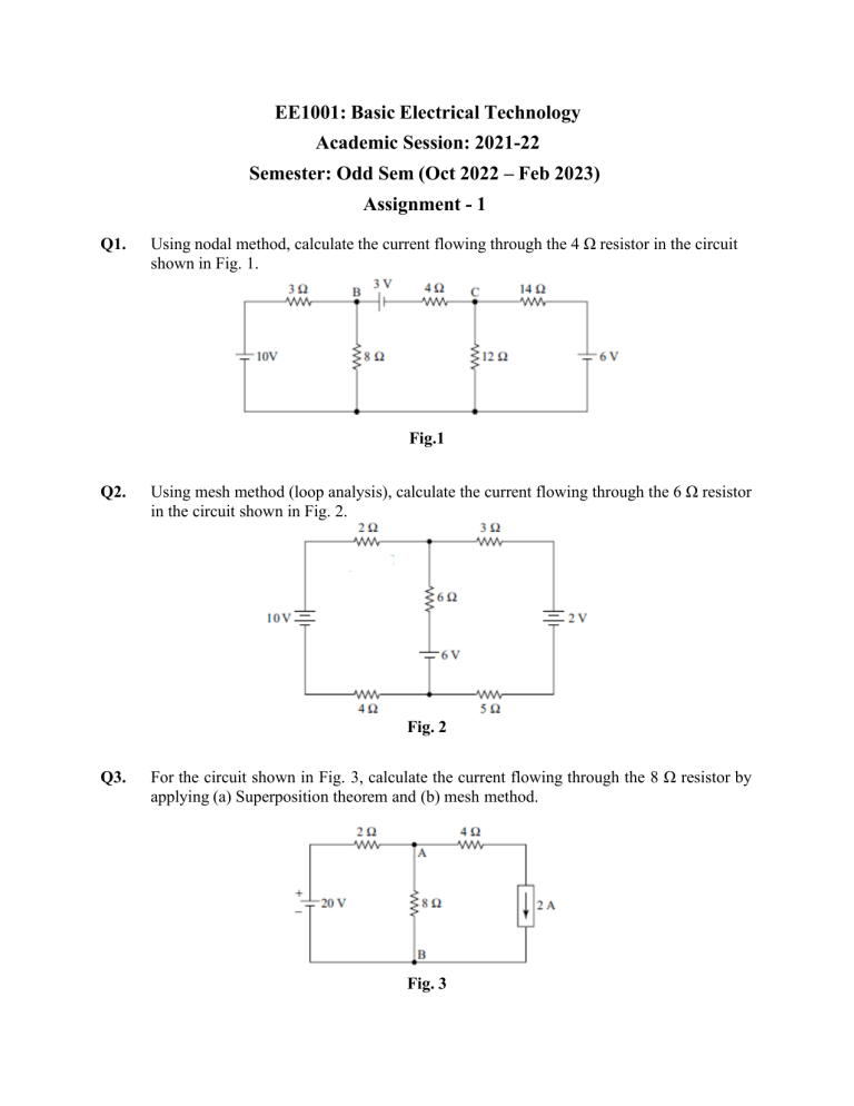 Basic Electrical Technology Assignment: Circuit Analysis