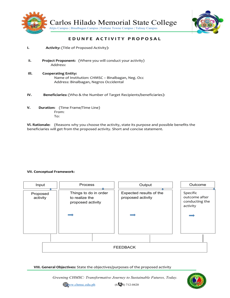 Activity Proposal Template - Carlos Hilado Memorial State College