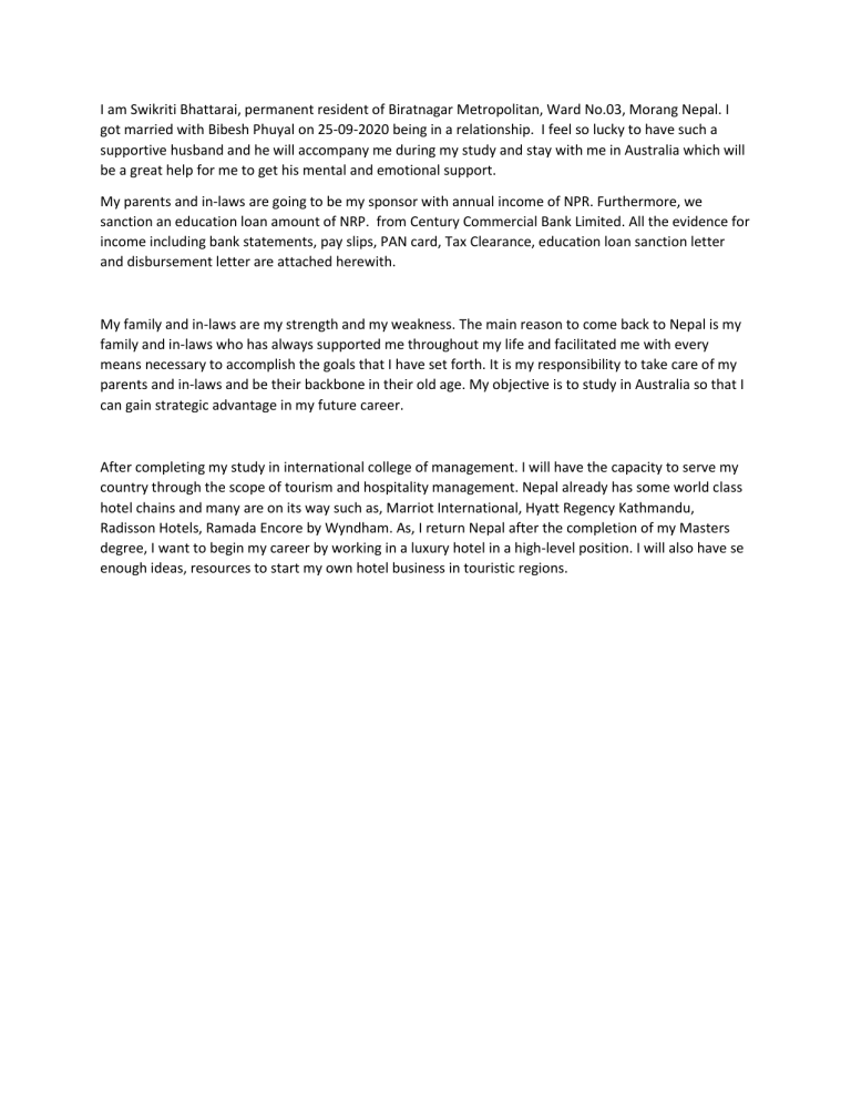 Personal Statement for Australia Study