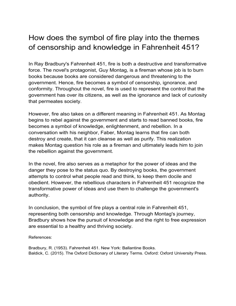 Fahrenheit 451: Fire Symbolism, Censorship & Knowledge