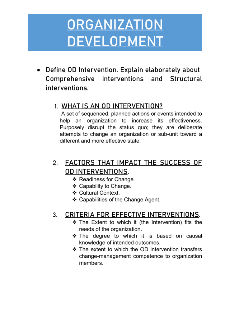 Organization Development Interventions: A Comprehensive Guide