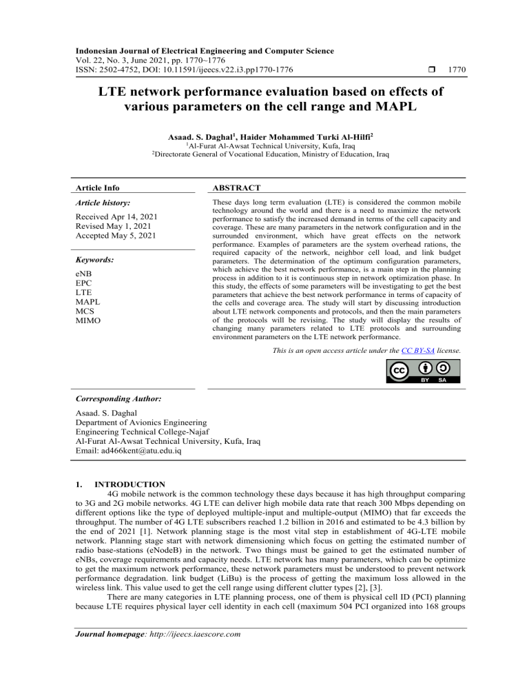 LTE Network Performance Evaluation: Cell Range & MAPL