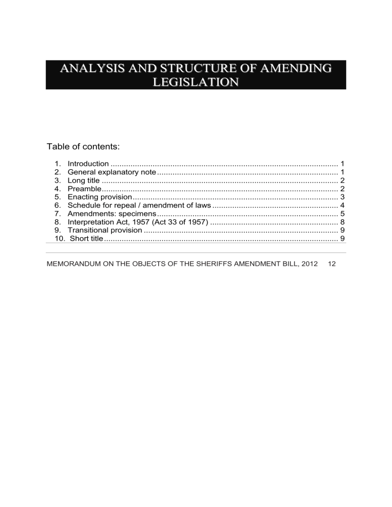 Amending Legislation Analysis & Structure