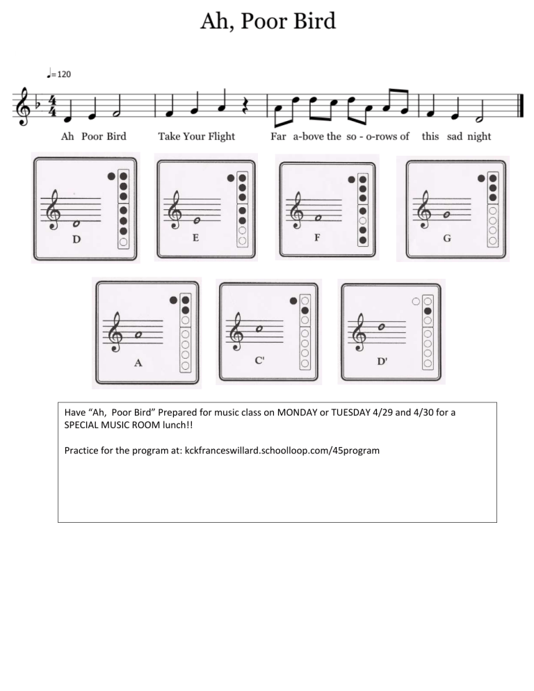 Ah, Poor Bird Recorder Sheet Music for Beginners