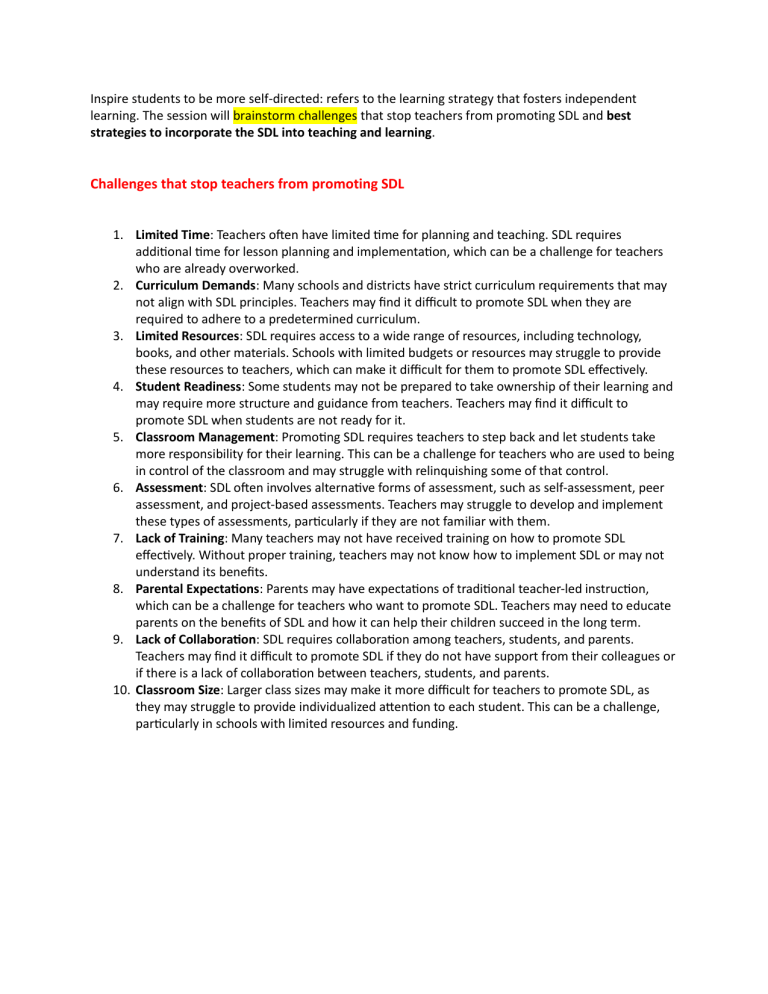 Self-Directed Learning Challenges & Strategies