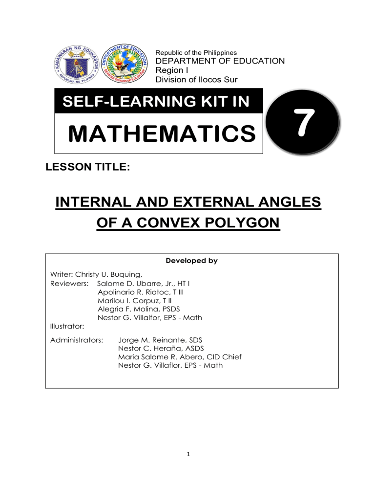 Interior & Exterior Angles of Convex Polygons - Math Kit