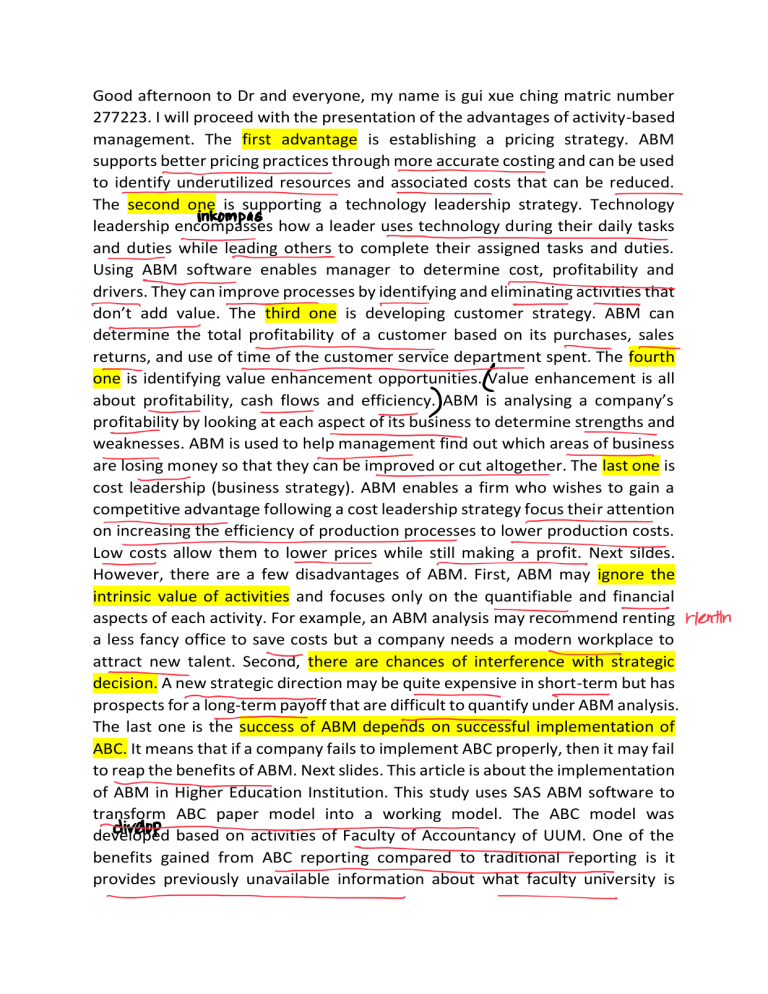 Activity-Based Management (ABM) Presentation