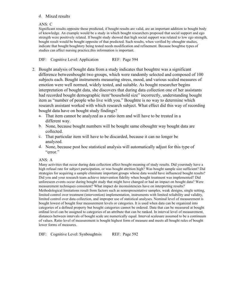 Research Methods Exam Questions