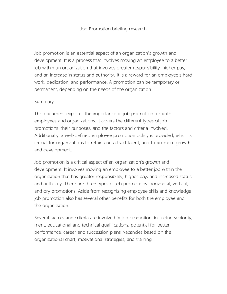 Job Promotion: Types, Purpose, Policy & Benefits