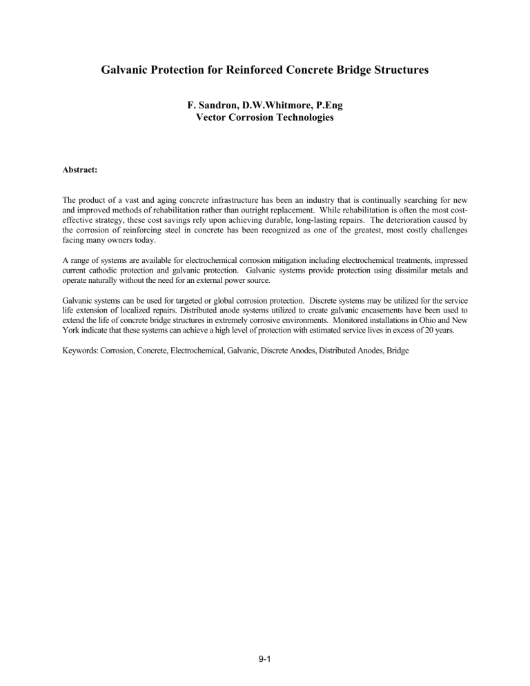 Galvanic Protection for Concrete Bridge Structures