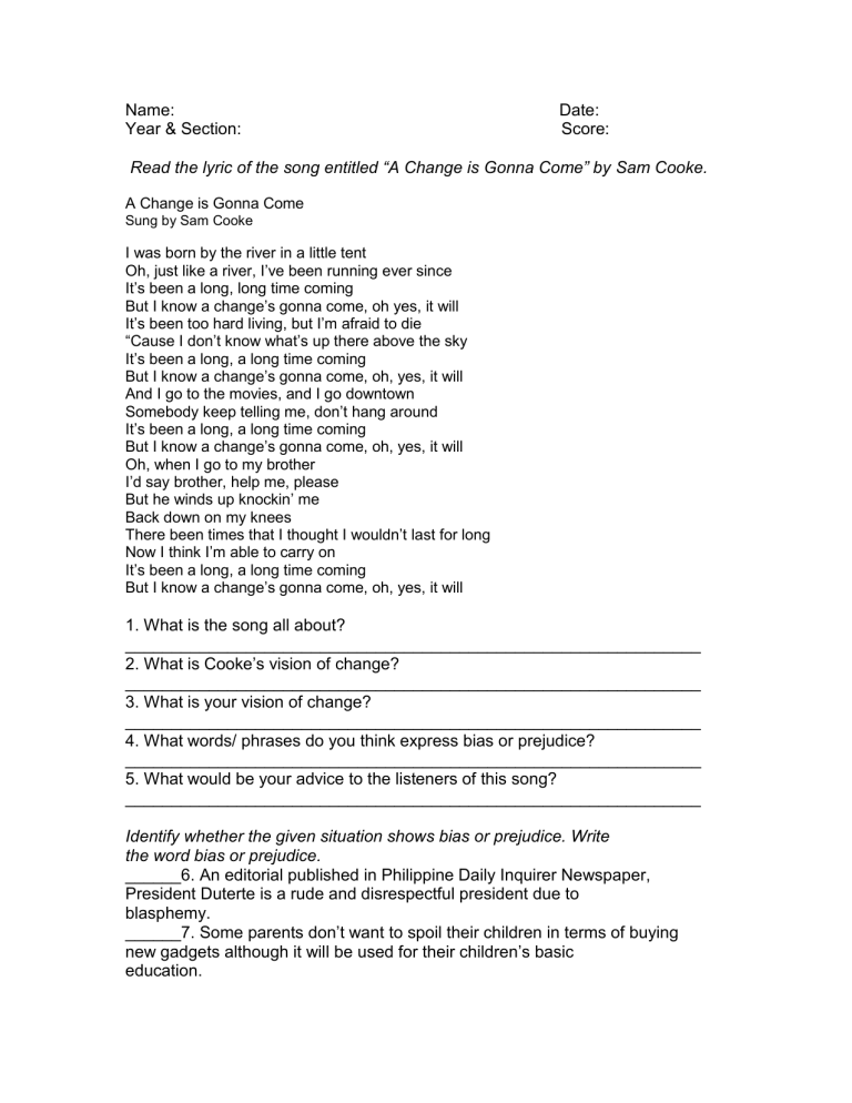 Social Change & Bias: Sam Cooke's 'A Change is Gonna Come'