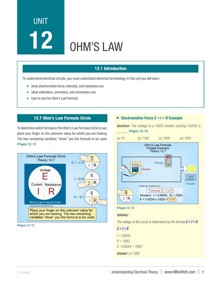 Ohm's Law: Electrical Theory Unit - Voltage, Current, Resistance