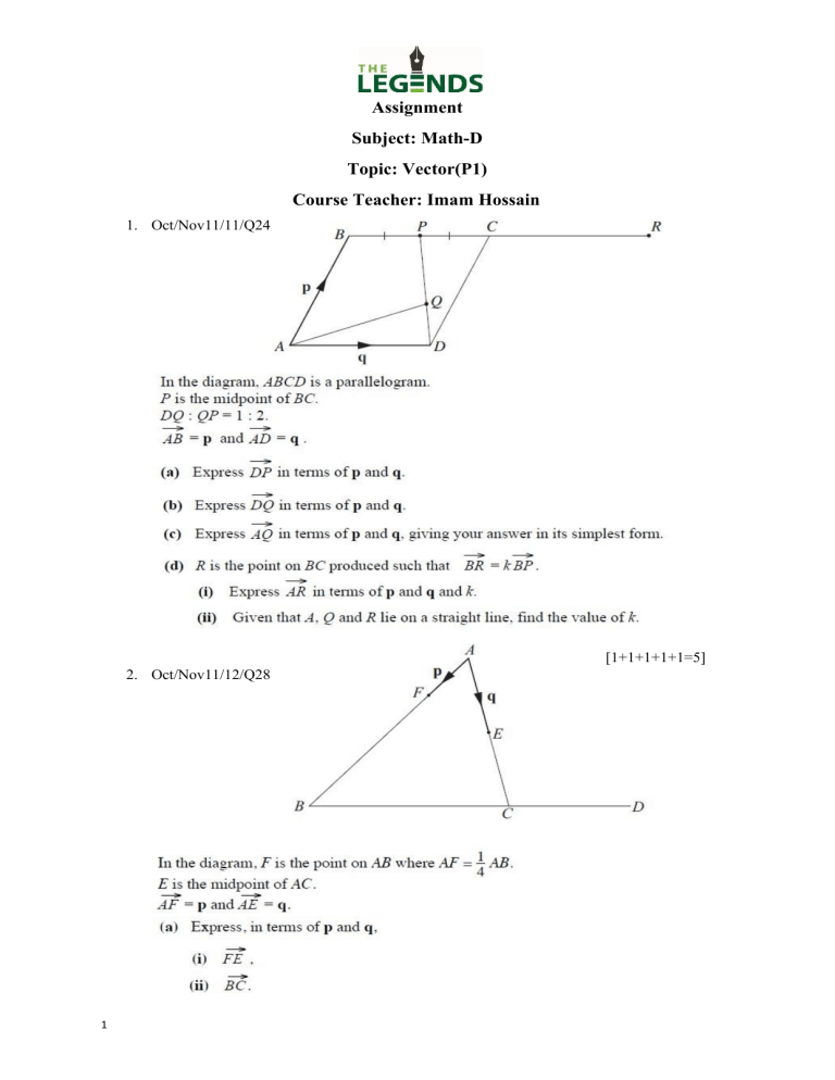 Math Vector Assignment (P1)