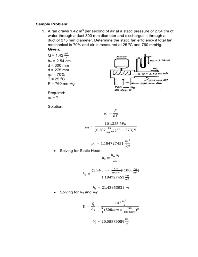 Fan Performance & Efficiency Sample Problems