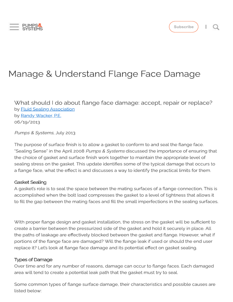 Flange Face Damage: Manage & Understand