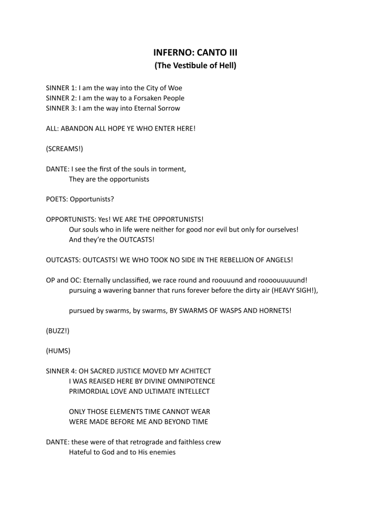 Inferno Canto III Play Script