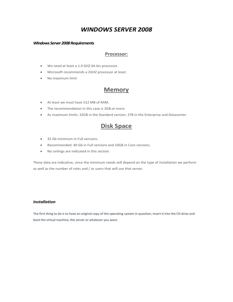 Windows Server 2008 Setup Guide