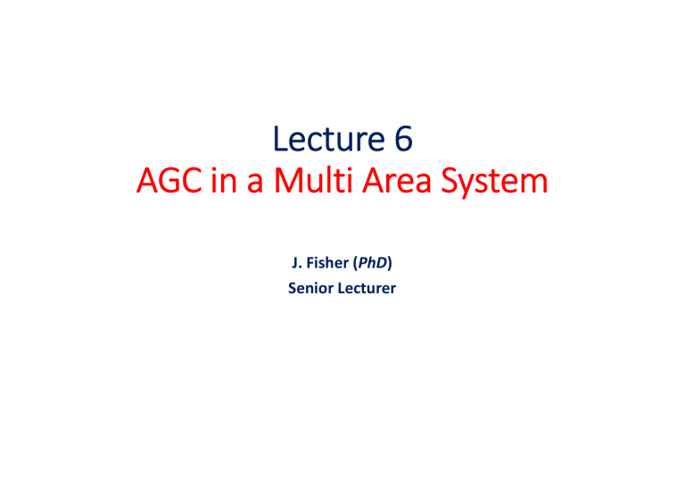 AGC in Multi-Area Power Systems Lecture