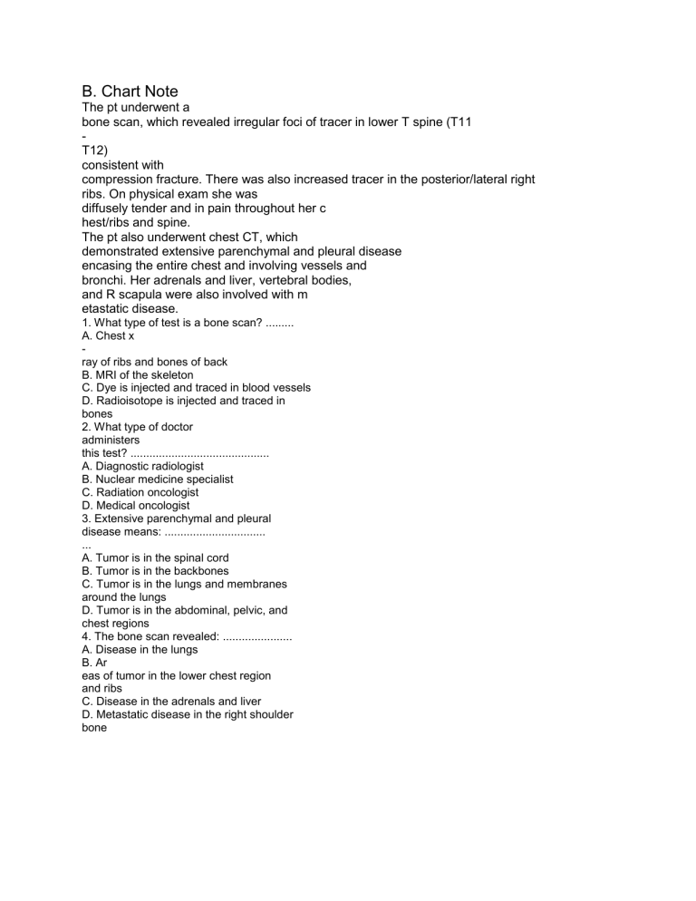 Chart Note: Bone Scan & Chest CT Results
