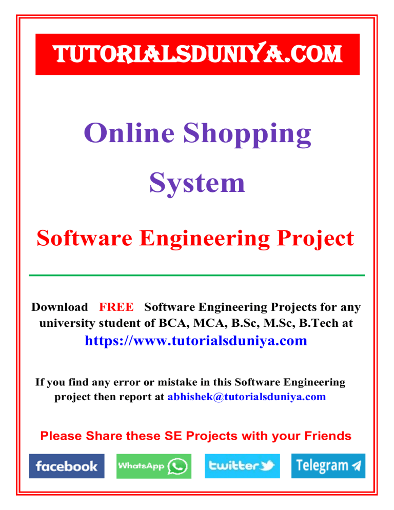 Online Shopping System Software Engineering Project